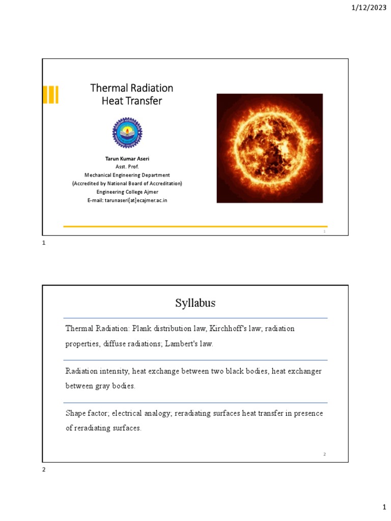 Thermal Radiation Heat Transfer-Handouts | PDF