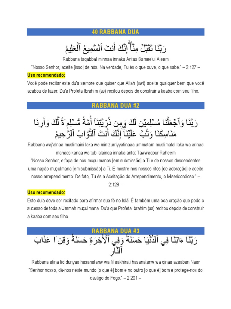 40 Rabbana Duas - En.pt | PDF | Jesus | Fé