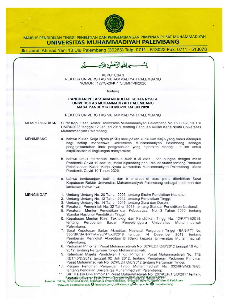 Contoh SK Pedoman Pelaksanaan Kegiatan KKN | PDF