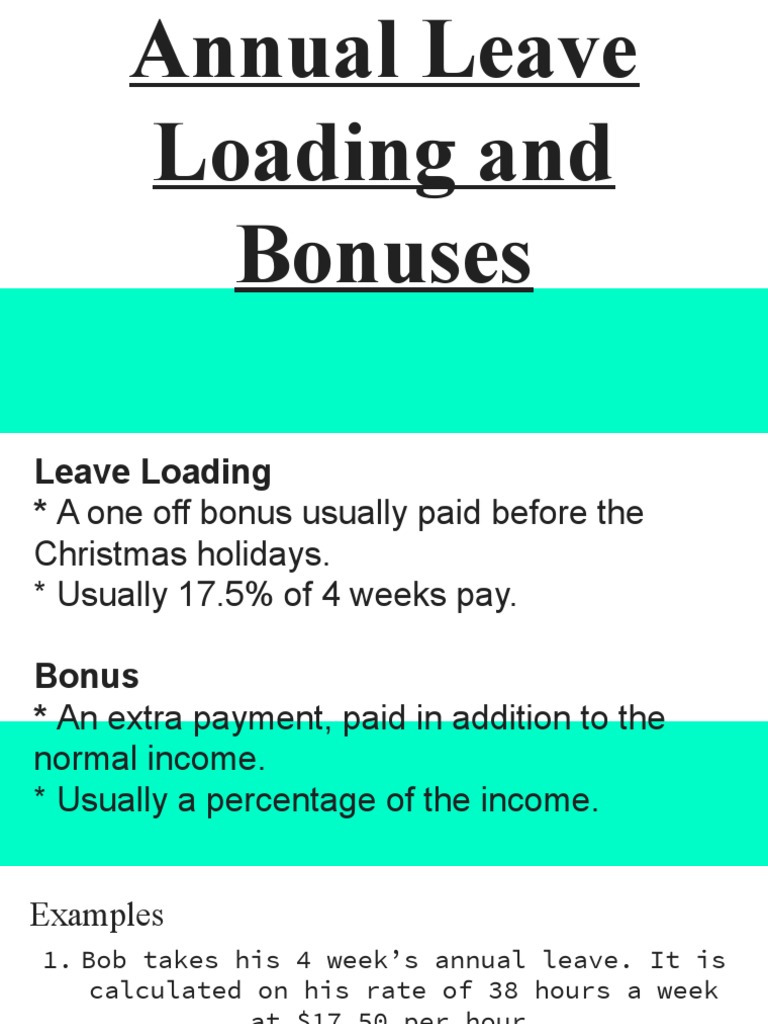 Annual Leave Loading and Bonuses | PDF