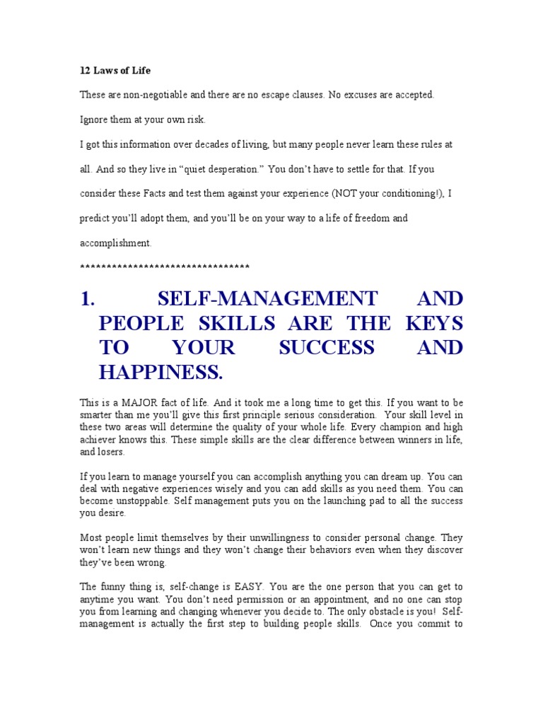 12 Laws of Life | PDF | Self-Improvement