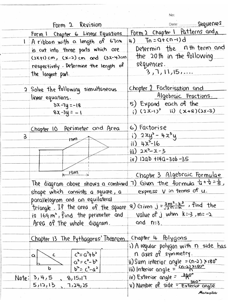 F2 Math Revision C1 C7 Pdf