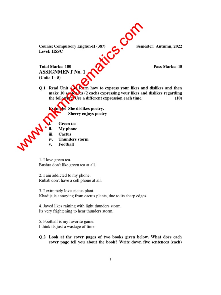 Assignment No. 1 | PDF