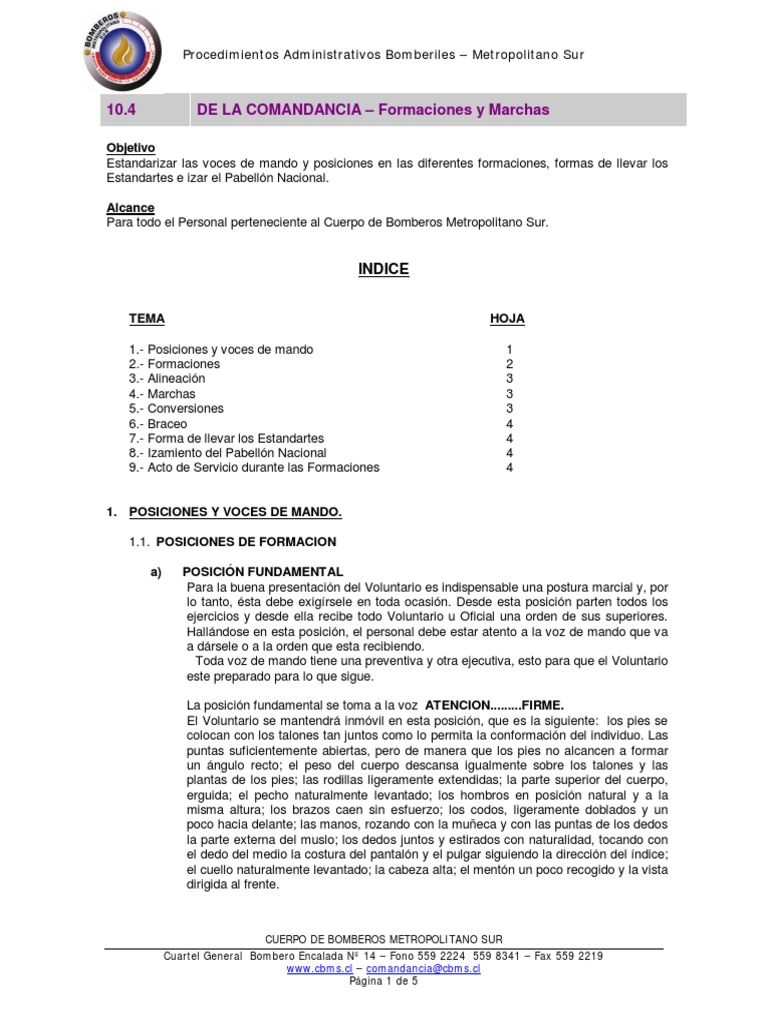 Formaciones y Marchas Bomberiles | PDF