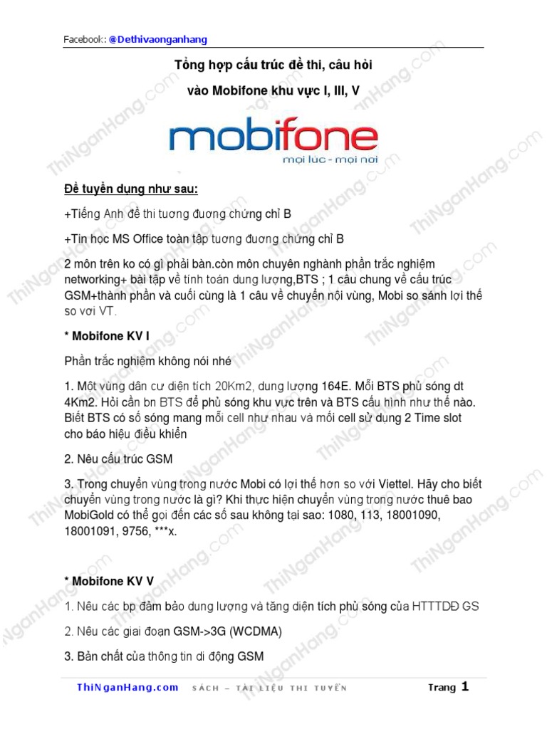 Tong Hop de Thi Vao Mobifone KV 1 3 5 | PDF