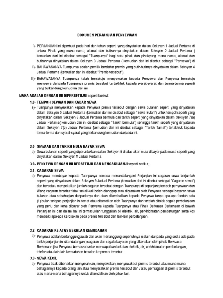 Dokumen Perjanjian Sewa Deraf | PDF