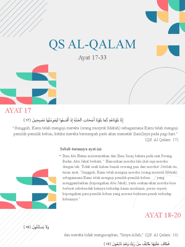 QS Al-Qalam Ayat 17-33 | PDF