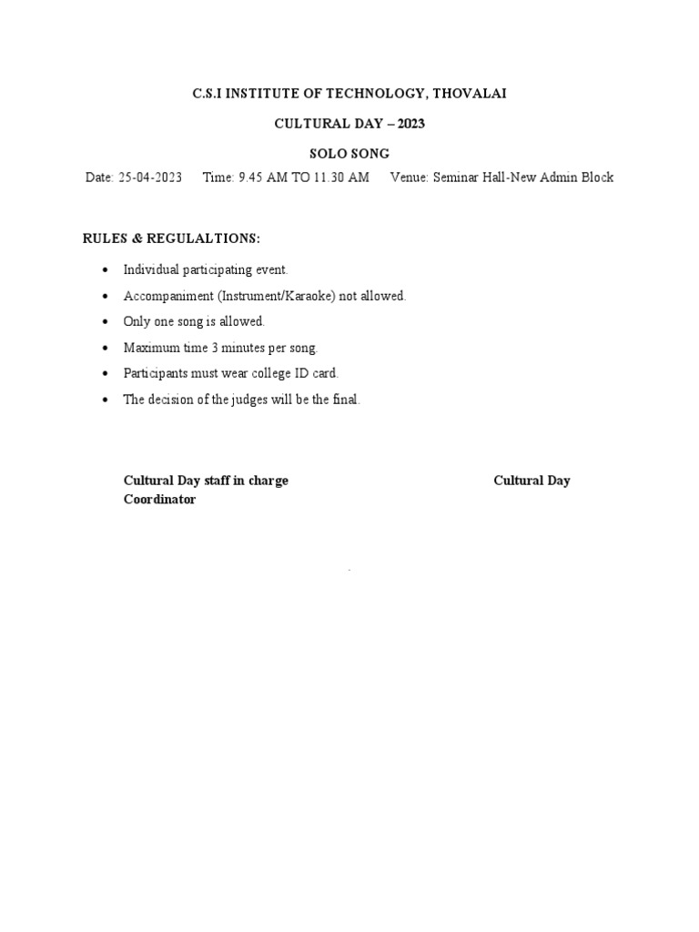 Solo Song Contest Guidelines | PDF