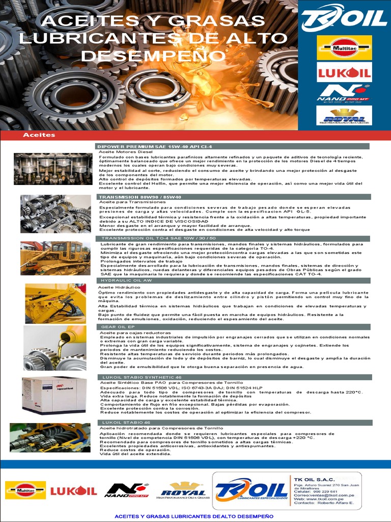 Brochure TK Oil Jun2023 | PDF | Negocios | Hogar, jardinería y bricolaje
