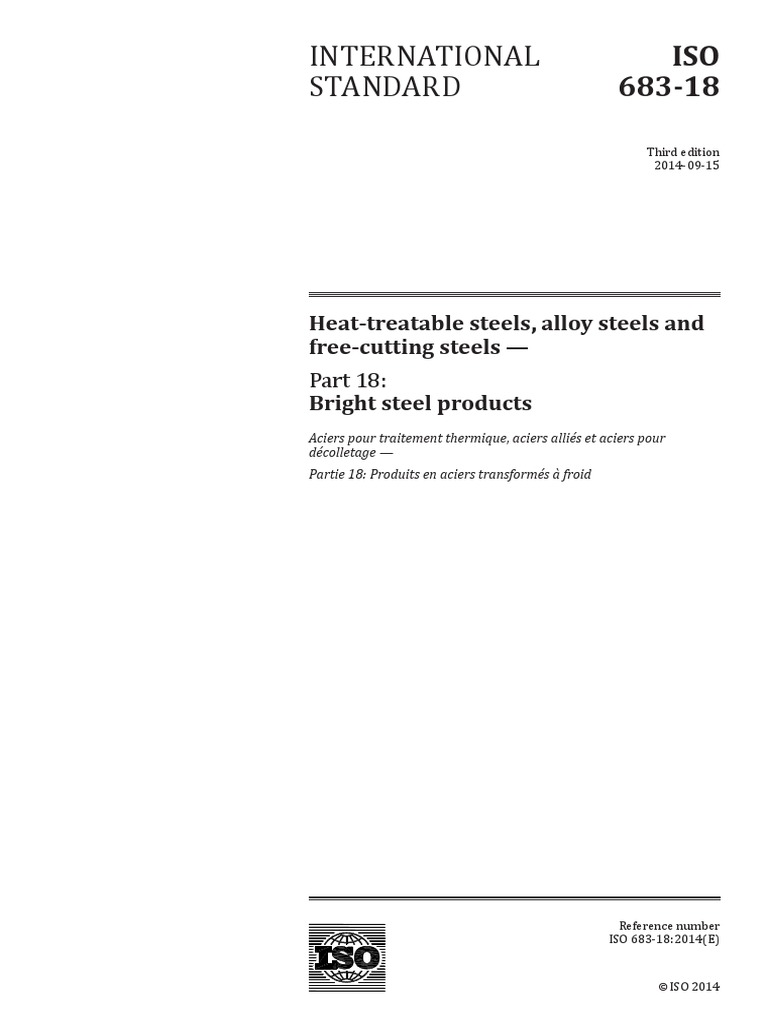 Iso 683-18-2014 | PDF | Steel | Engineering Tolerance