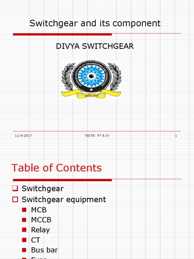 Switchgear and Its Components | PDF