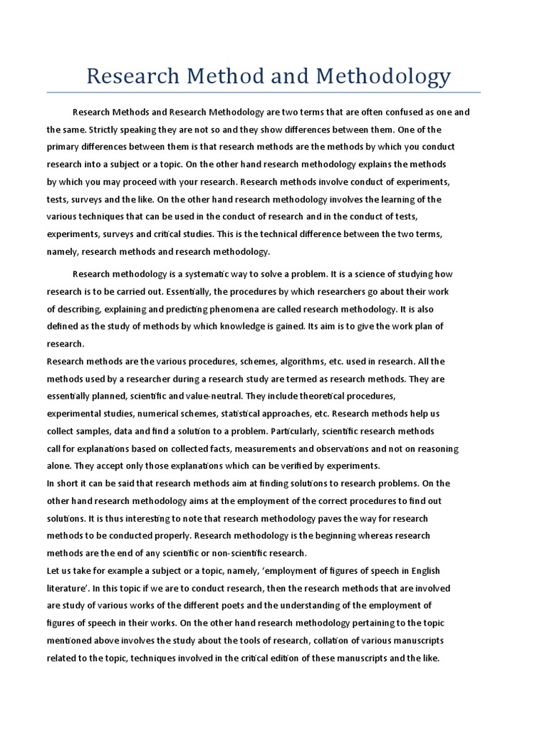 Research Method and Methodology | PDF | Methodology | Scientific Method