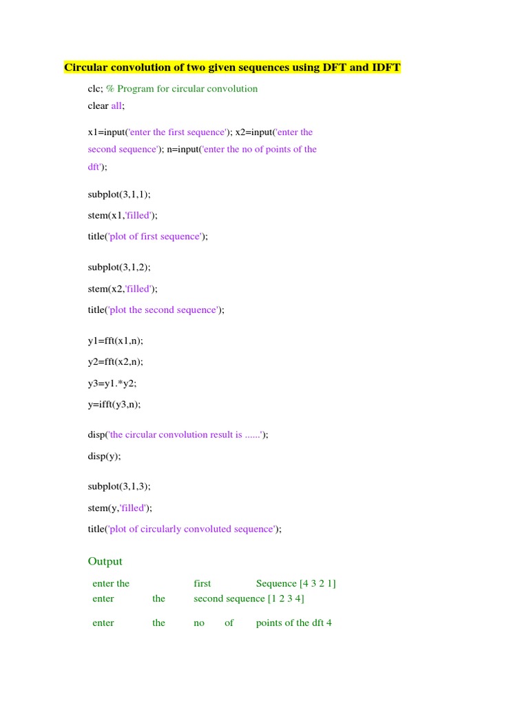 Circular Convolution Using DFT and IDFT | PDF