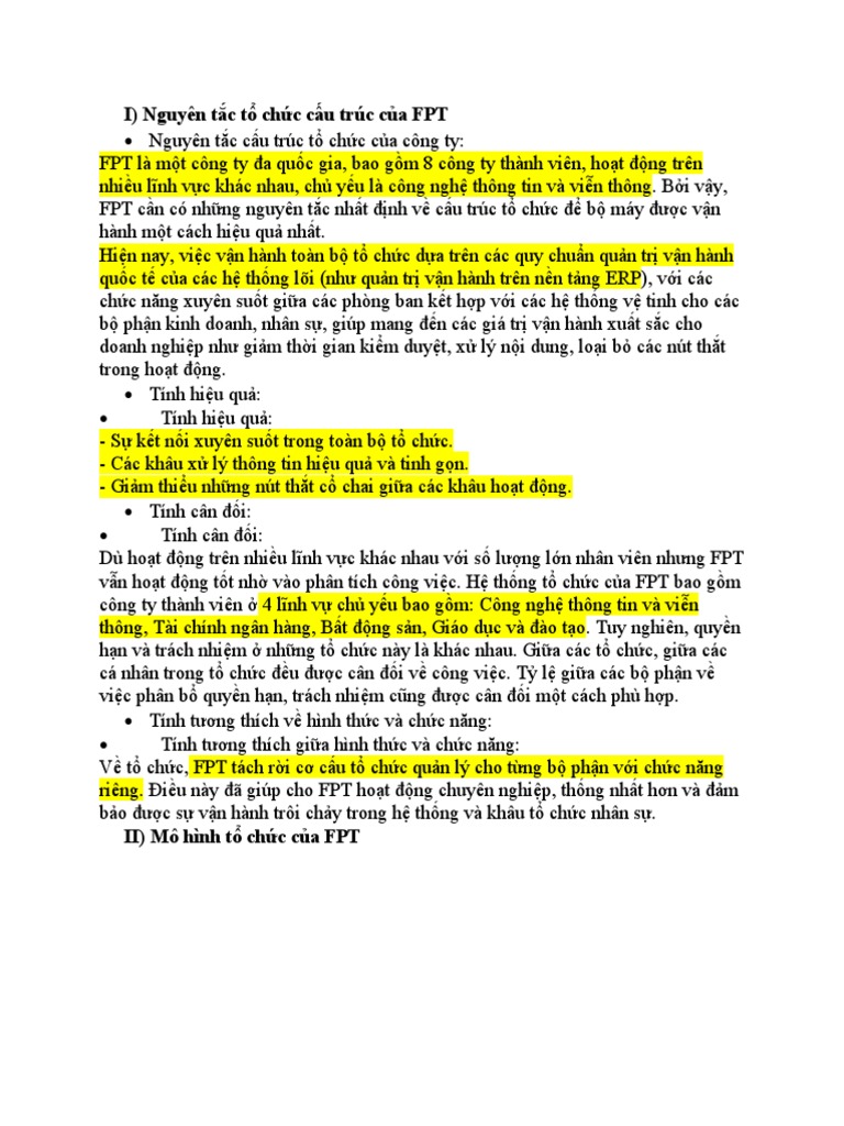 Nguyên tắc tổ chức cấu trúc của FPT | PDF