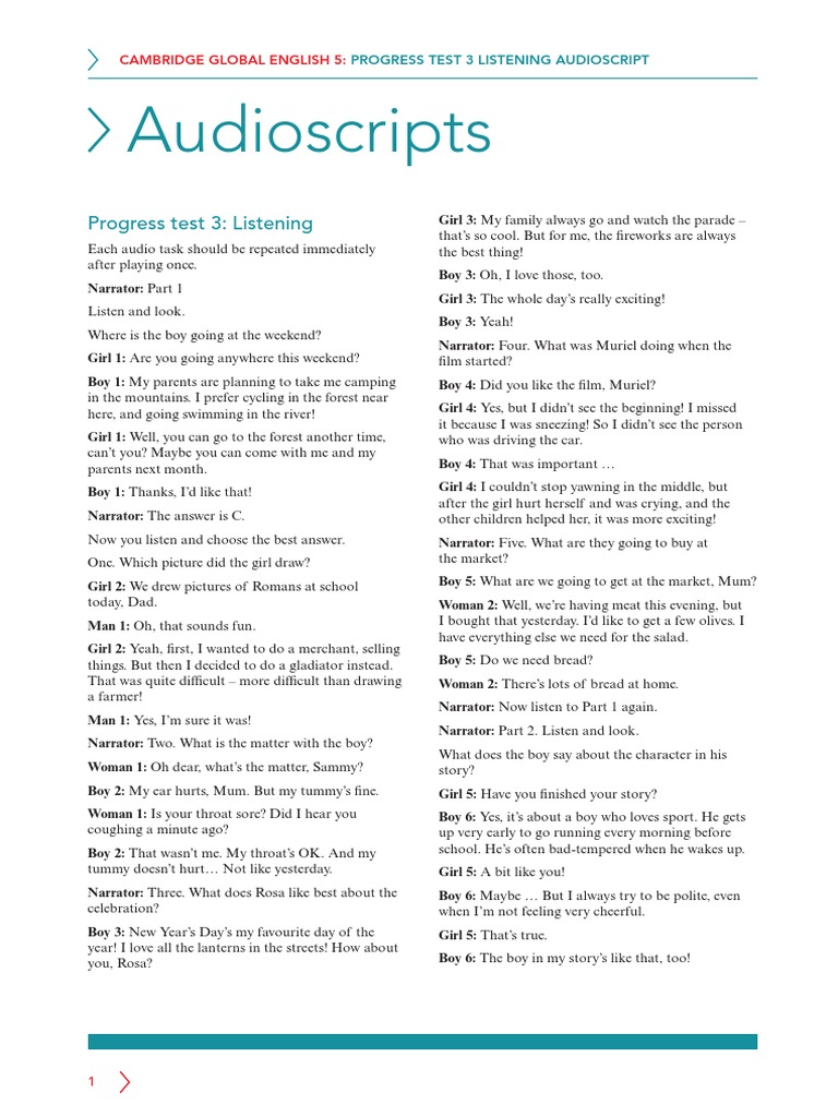 Global English Level 5 Audioscripts Progress Test Pdf