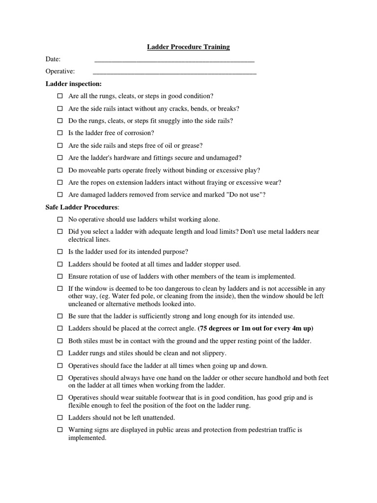 Ladder Procedures | PDF