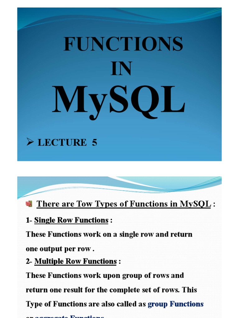 Mysql Lecture 5 Pdf 