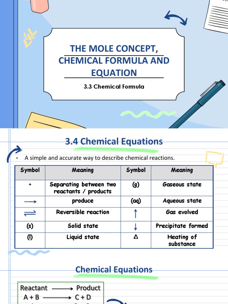 3.4 Chemical Equation | PDF | Mole (Unit) | Ammonia