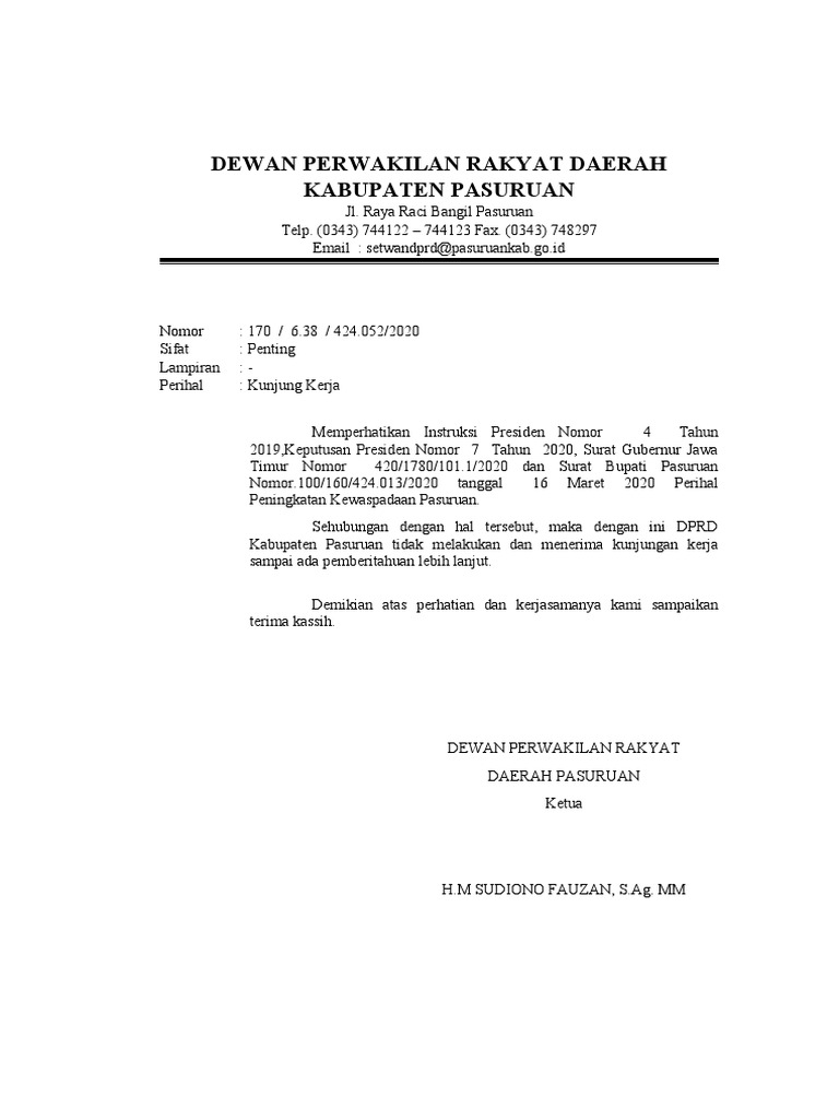 Surat Kunjungan Kerja | PDF
