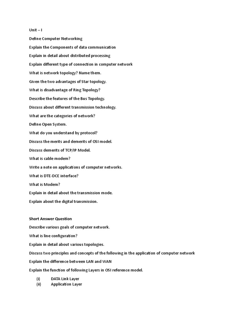 Unit | PDF | Computer Network | Osi Model