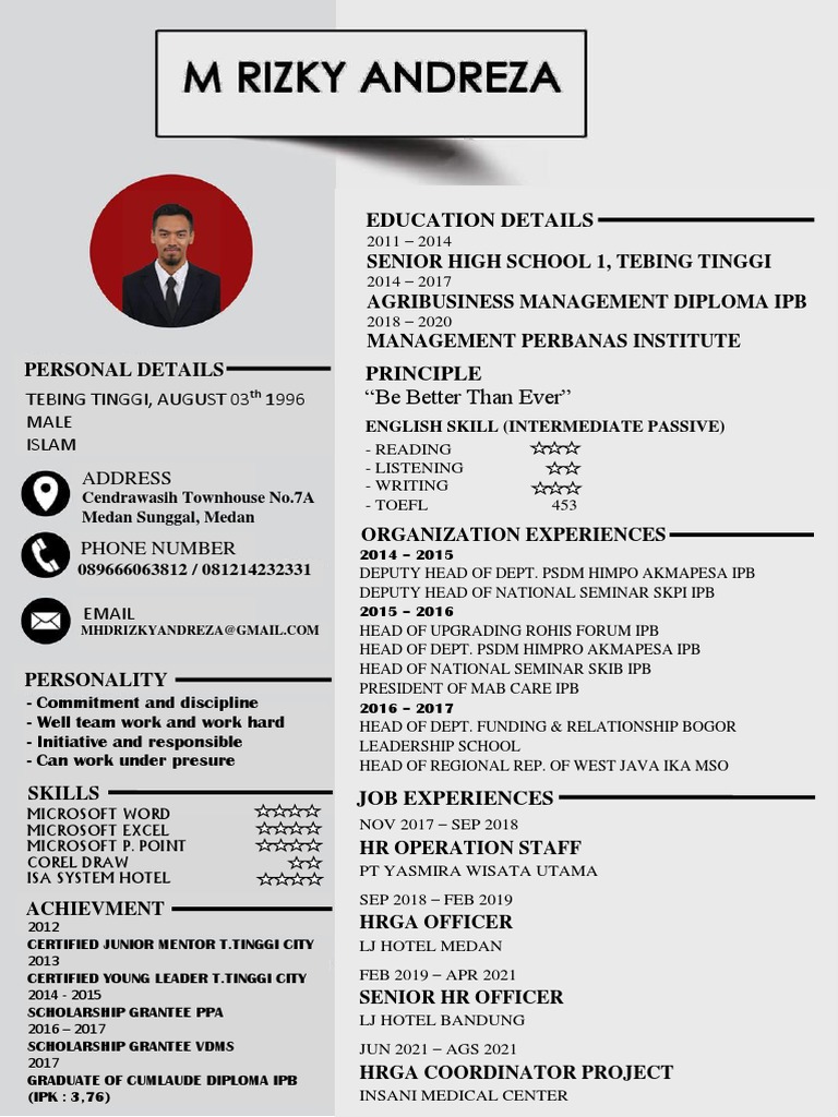 CV MHD Rizky Andreza | PDF