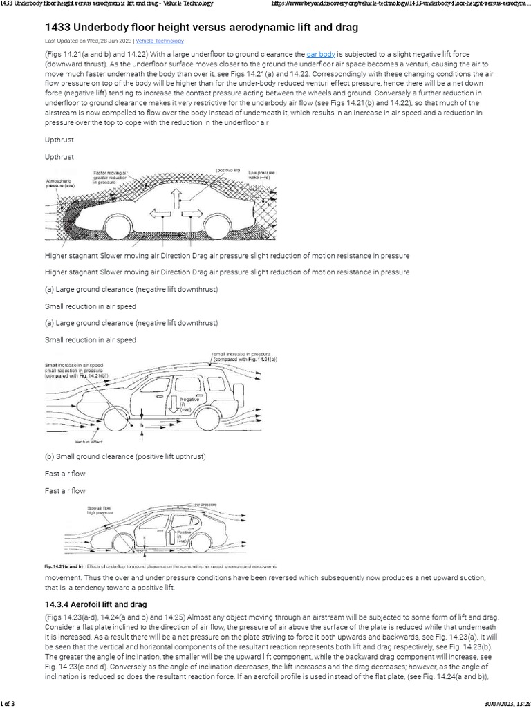 Underbody Height Effects on Aerodynamics | PDF