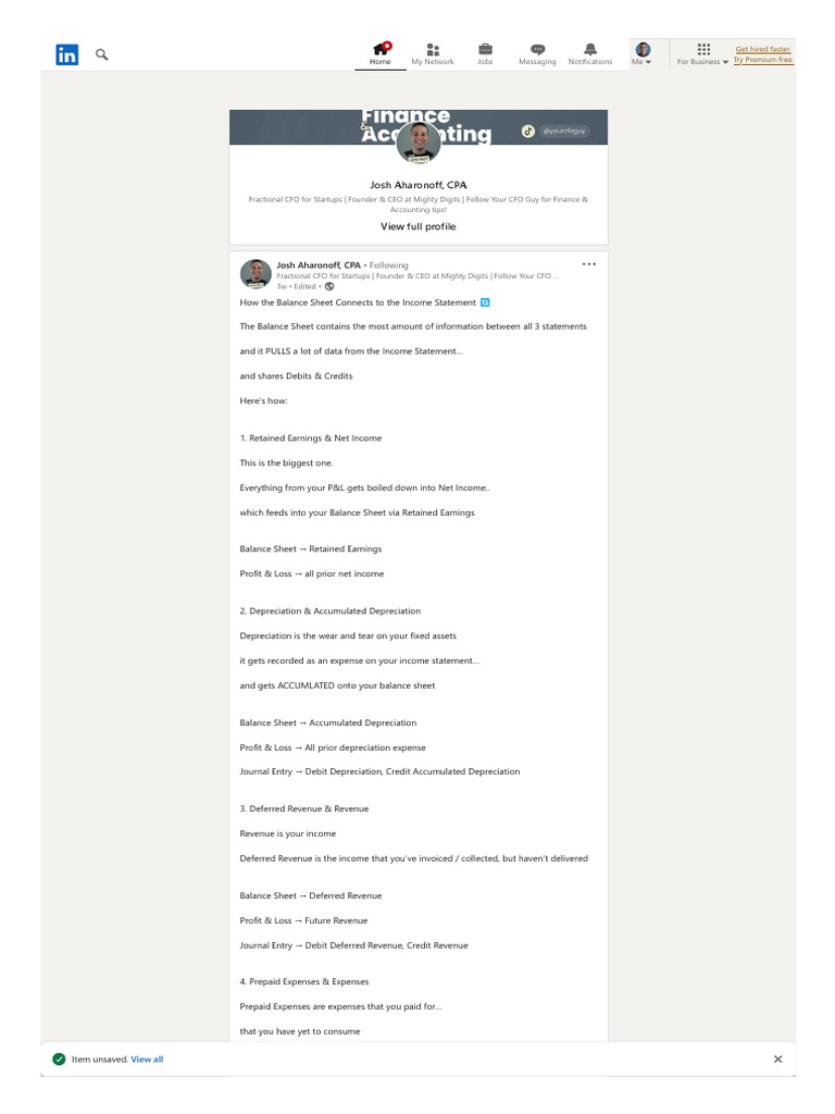 How Balance Sheet Connects With Income Statement - CFO Guy | PDF