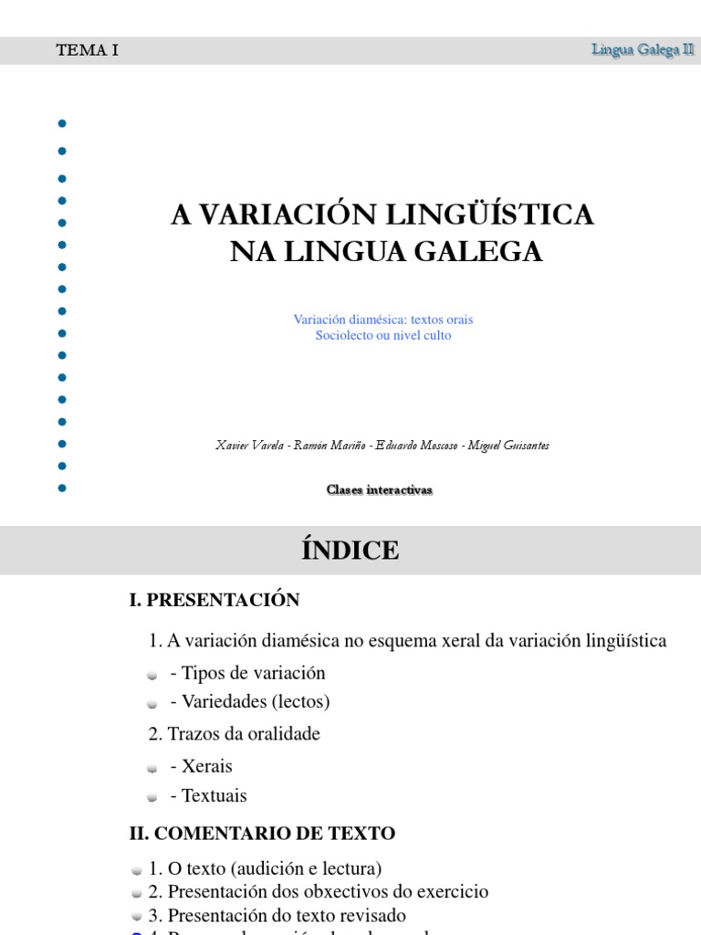 LG2 Interactivas Tema 1 Textos Orais (Nivel Culto) (Alumnos) (22-23) | PDF