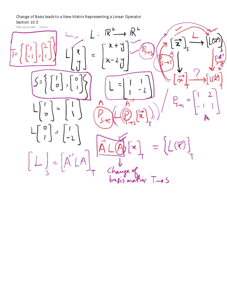 Change of Basis Leads to a New Matrix of Transformation | PDF