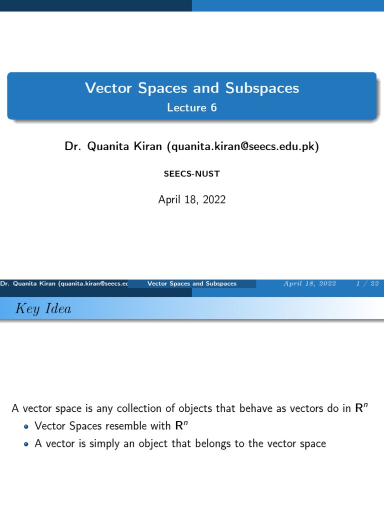 La 6 | PDF | Vector Space | Linear Subspace