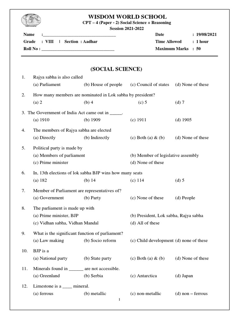 8th CPT-4 (Paper-2) | Download Free PDF | Government Of India