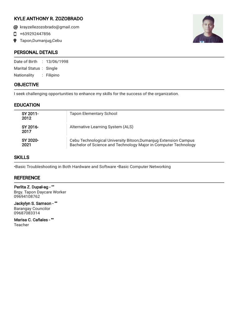 Resume: Kyle Anthony Zozobrado | PDF
