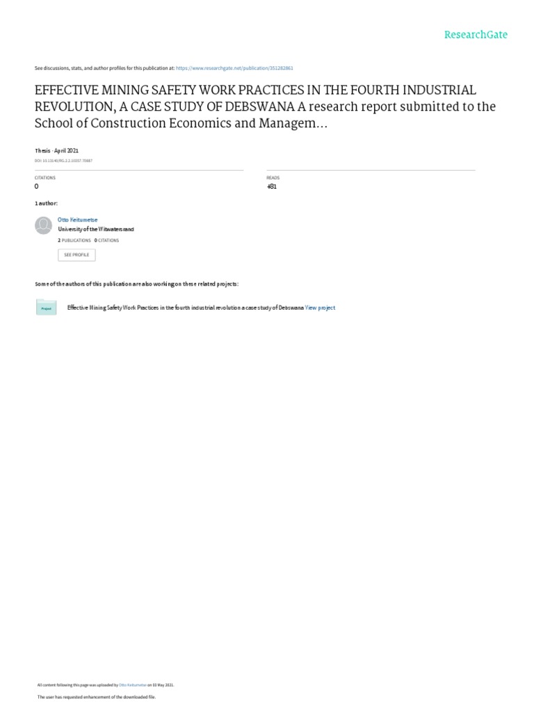 Mining Safety Practices in 4IR: Debswana | PDF | Occupational Safety And Health | Mining