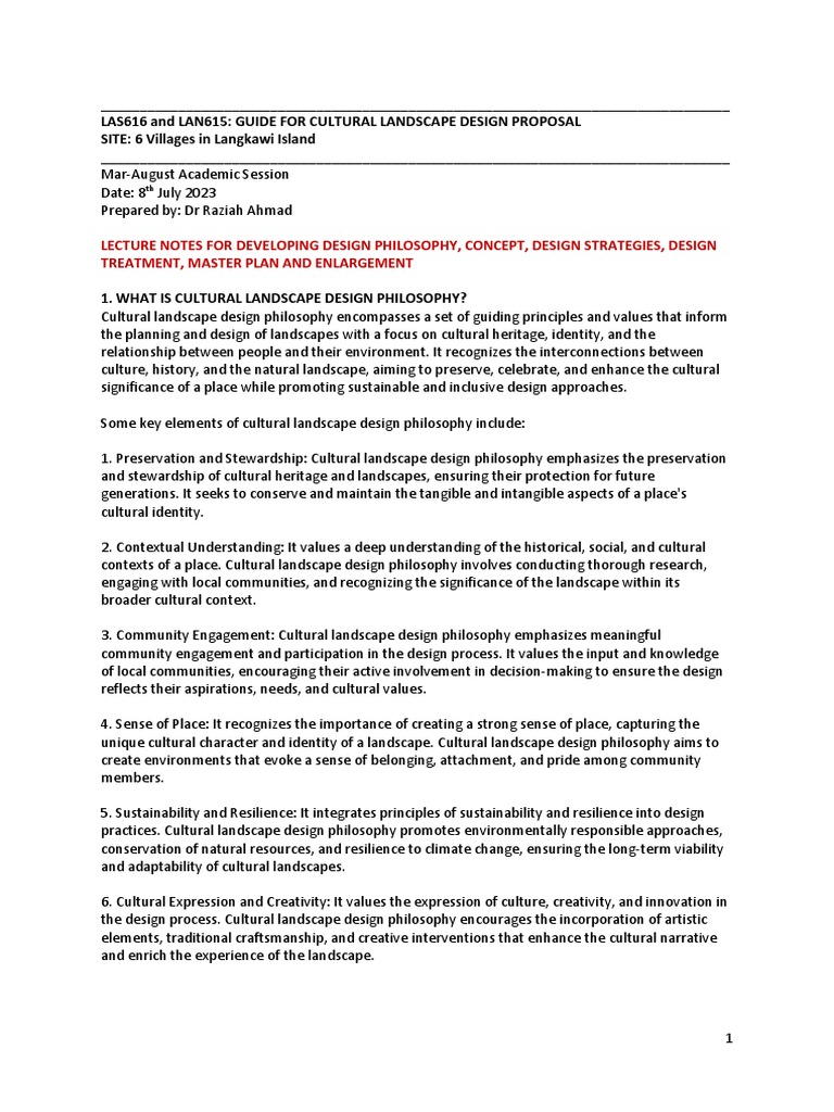 Guide For Cultural Landscape Design Proposal - Langkawi - Mar - Aug ...