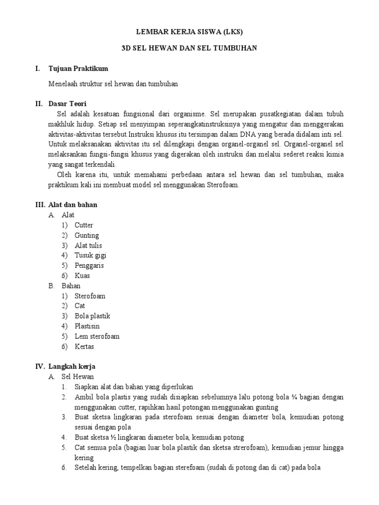 LKS 3D Sel Hewan Dan Sel Tumbuhan | PDF | Griya & Taman | Sains & Matematika