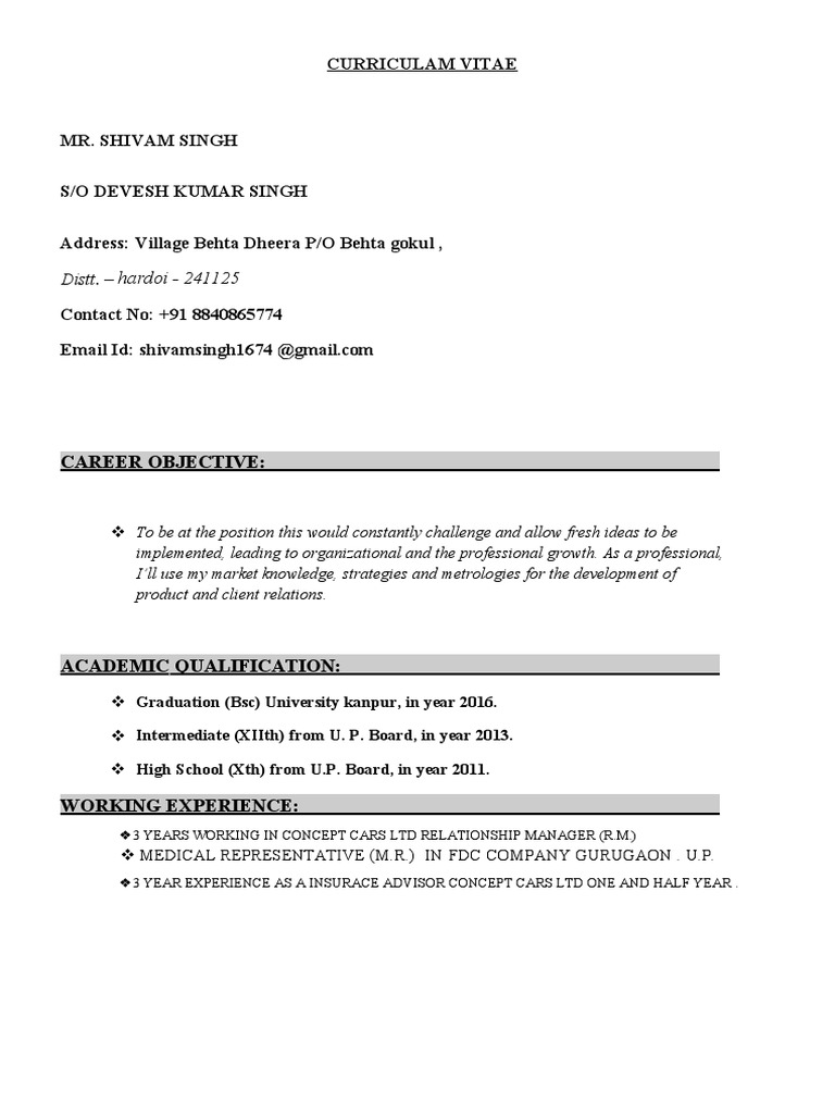 SHIVAM SINGH CV | PDF