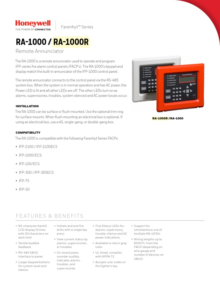 RA-1000 / RA-1000R: Remote Annunciator | PDF
