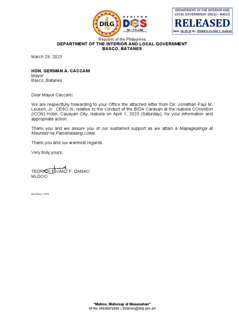 Letter Mayor Caccam BIDA Caravan | PDF