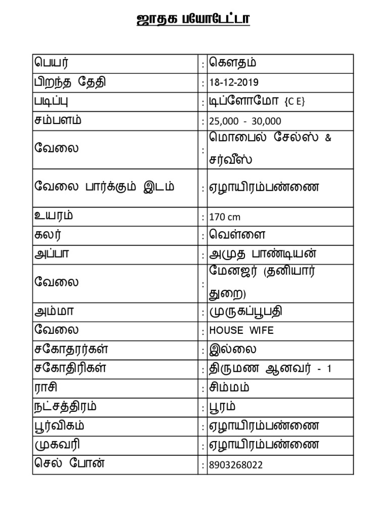Jathagam - GOWTHAM | PDF