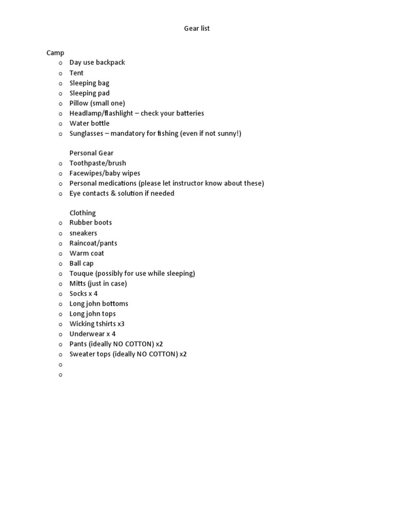 Gear List | PDF