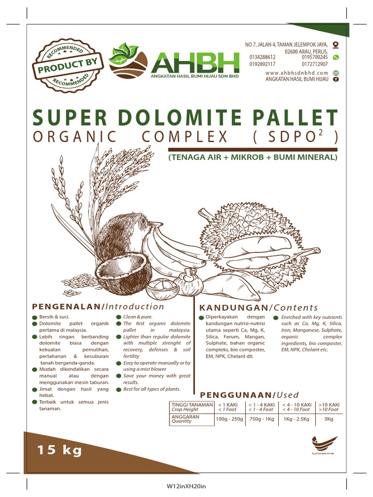 Super Dolomite Pallet Packagings 15kg | PDF