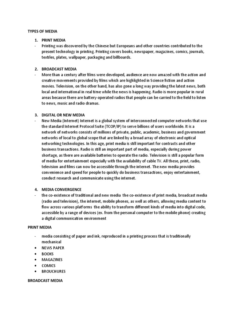 Types of Media (Module 4) | PDF