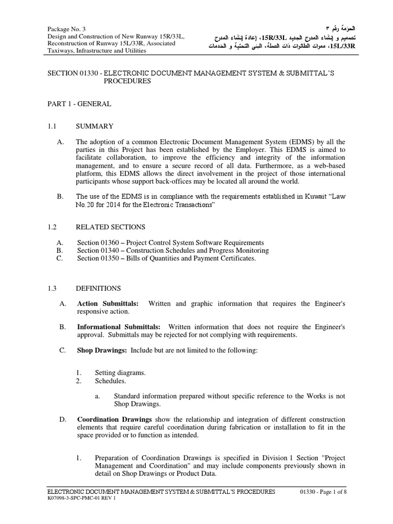 EDMS Procedures for Project Management | PDF | Specification (Technical ...