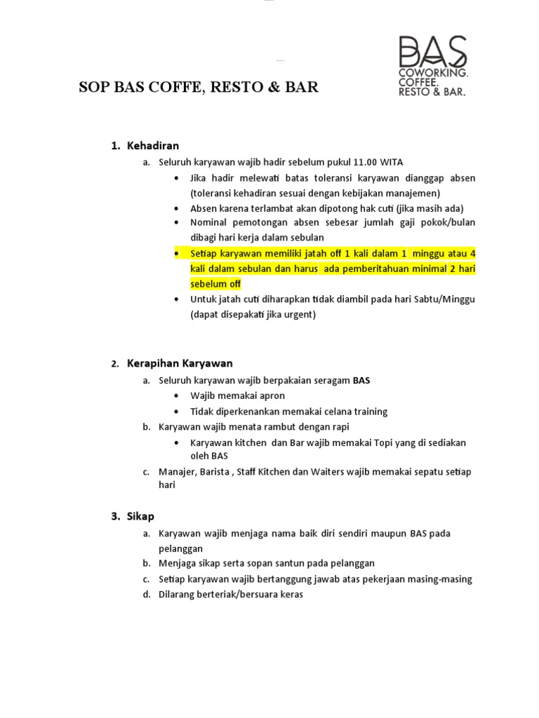 Sop Basa Coffee and Resto | PDF