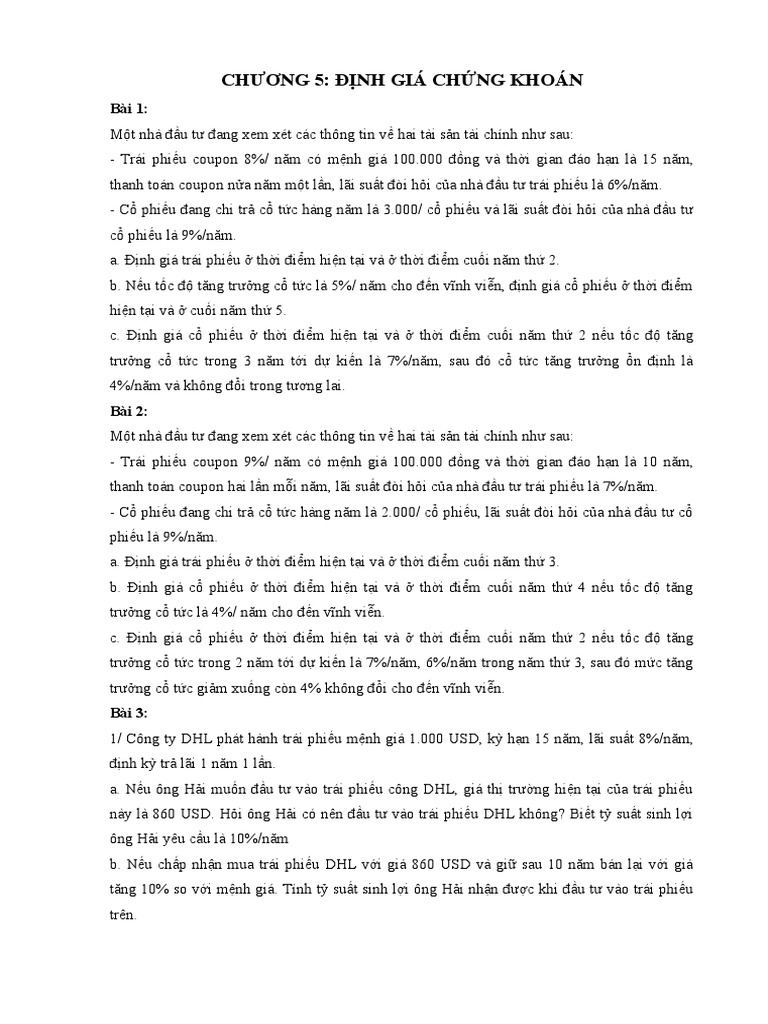 Bai Tap Chuong 5 | PDF