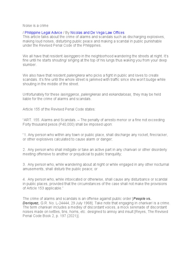 Understanding Alarms and Scandals Law | PDF
