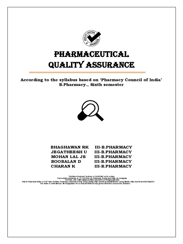 Pharmaceutical Quality Assurance | PDF