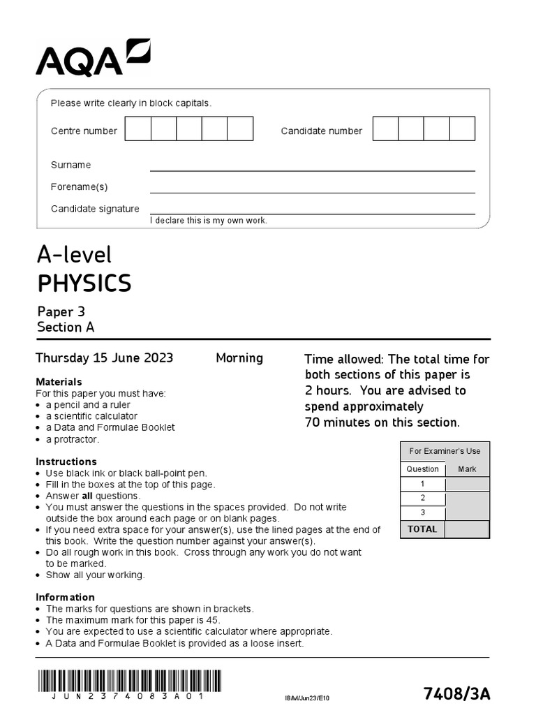 7408 3A QP Physics A 15jun23 AM | PDF | Voltage | Inductor