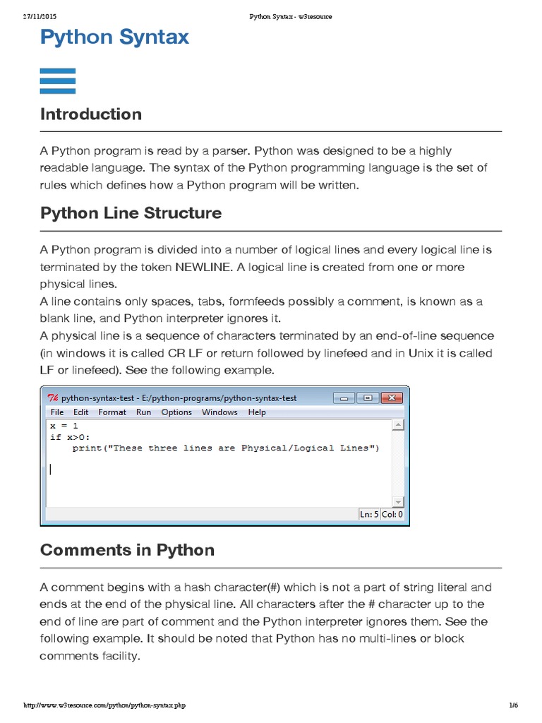 03-Python Syntax | PDF