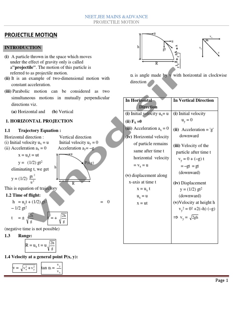 Projectile Motion 2023 Chugh | PDF | Motion (Physics) | Applied And Interdisciplinary Physics